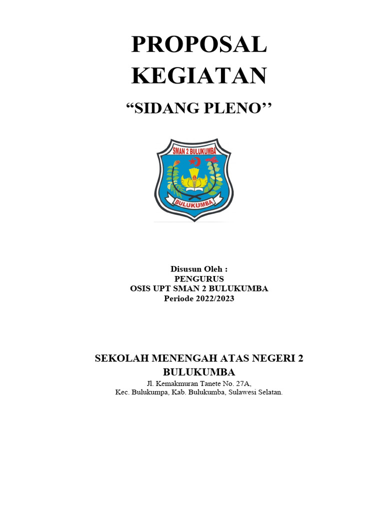 Proposal Sidang Pleno (Revisi) | PDF