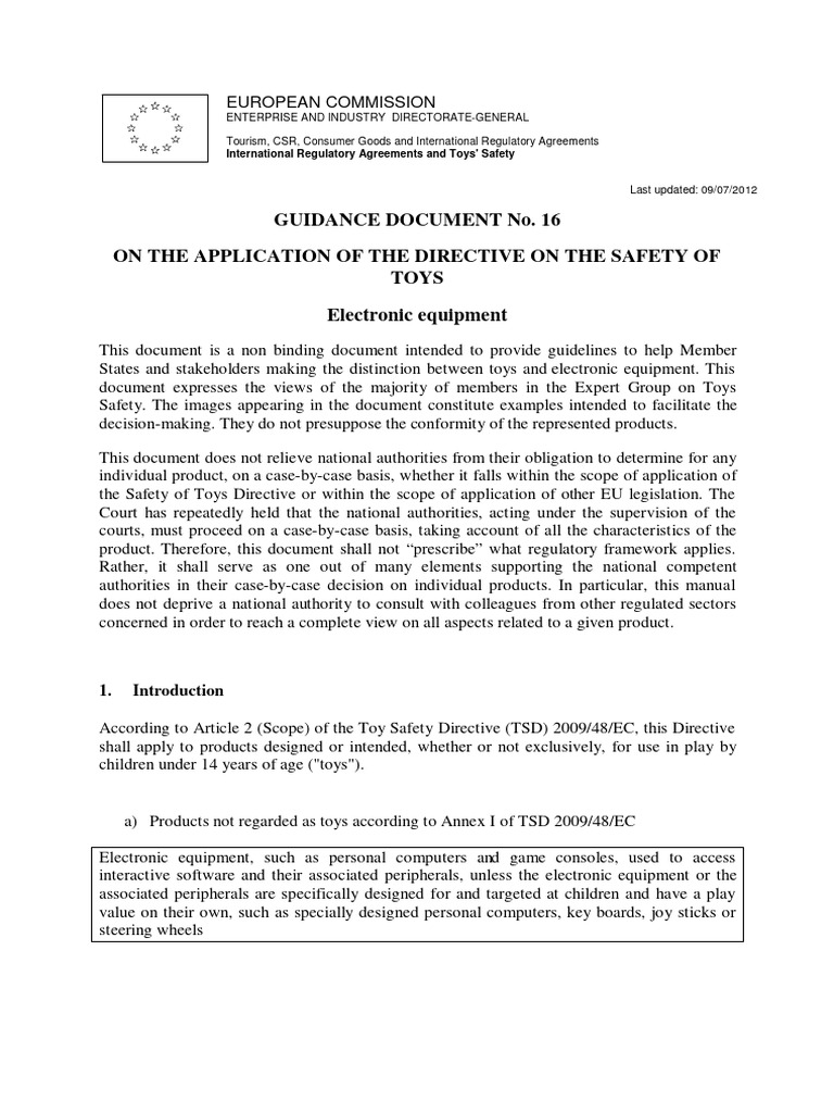 Toy Safety Directive Guidelines | PDF | Video Game Consoles | Computer ...