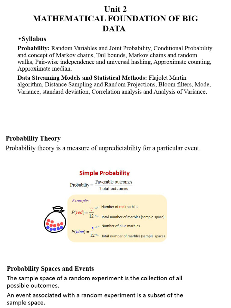 Unit 2 Mathematical Foundation of Big Data: - Syllabus | PDF ...