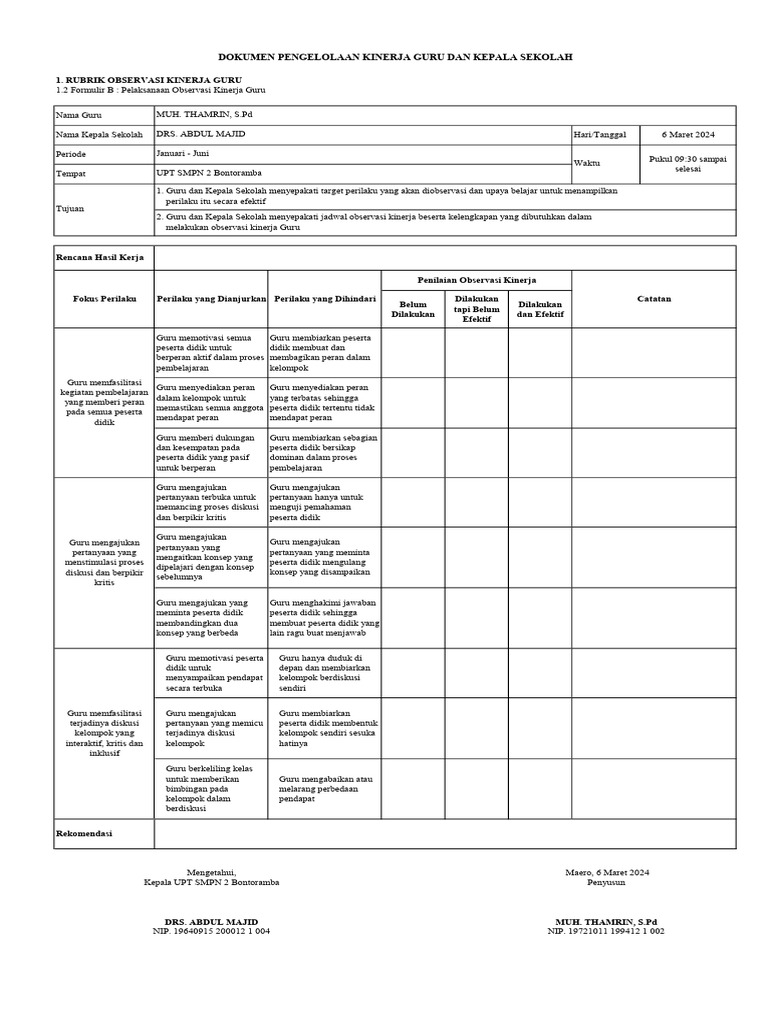 Contoh Pengisian Form B | PDF