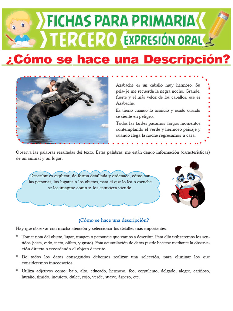 Cómo Se Hace Una Descripción para Tercer Grado de Primaria | PDF