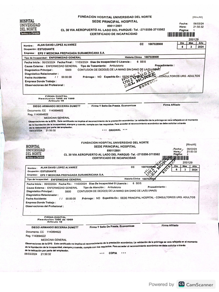 Certificado Incapacidad | PDF