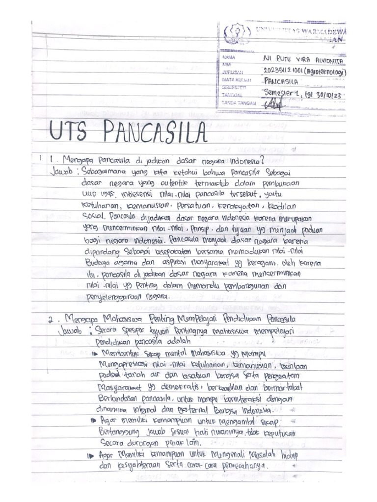 UTS Pancasila Vira Alvionita | PDF
