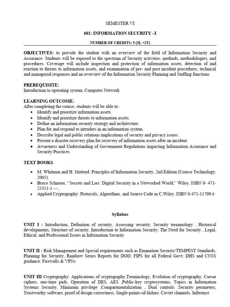 601 Information Security | PDF | Computers | Technology & Engineering