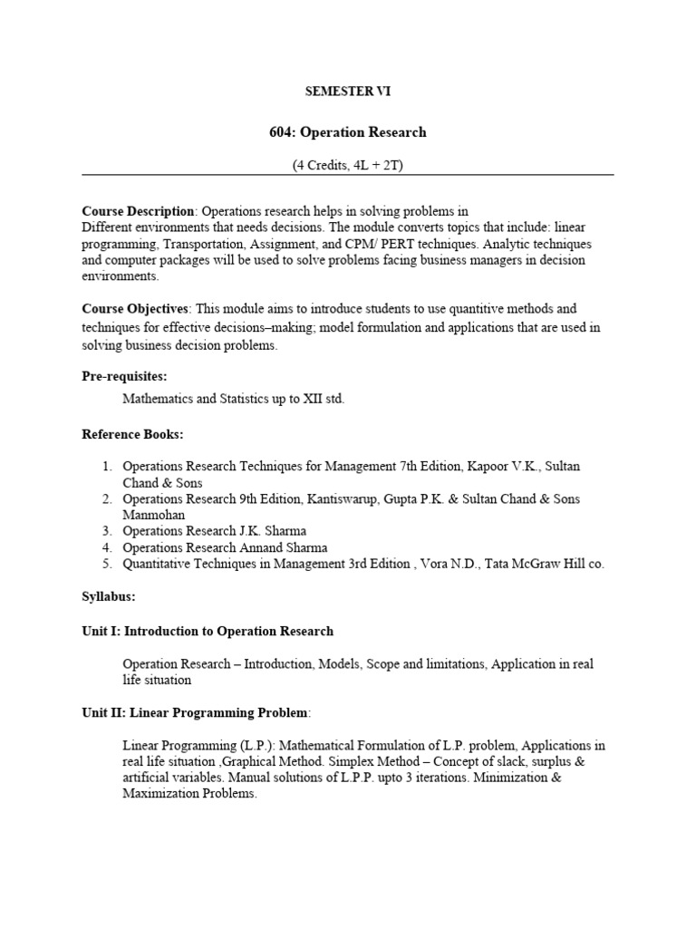 604 Operation Research | PDF | Linear Programming | Mathematical Optimization