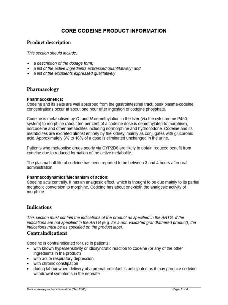 Otc Template Pi Codeine | PDF | Morphine | Opioid
