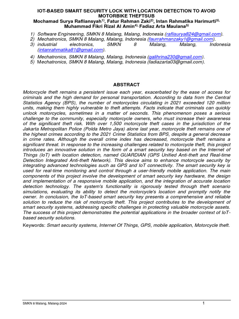 Abstract - IOT-BASED SMART SECURITY LOCK WITH LOCATION DETECTION TO ... Abstract - IOT-BASED SMART SECURITY LOCK WITH LOCATION DETECTION TO ...