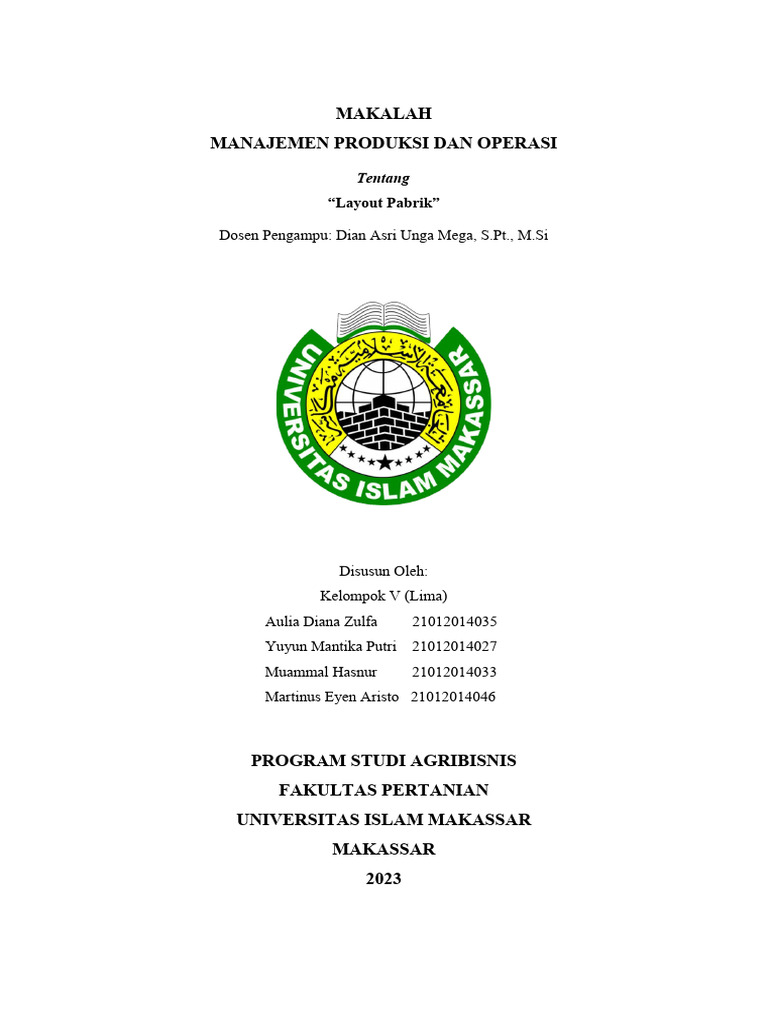 Makalah Layout Pabrik | PDF