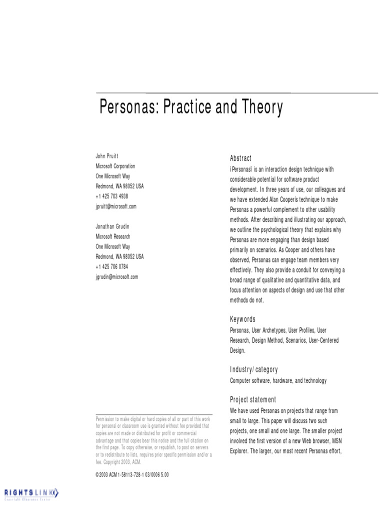 Personas, Practice and Theory | PDF | Usability | Theory Of Mind