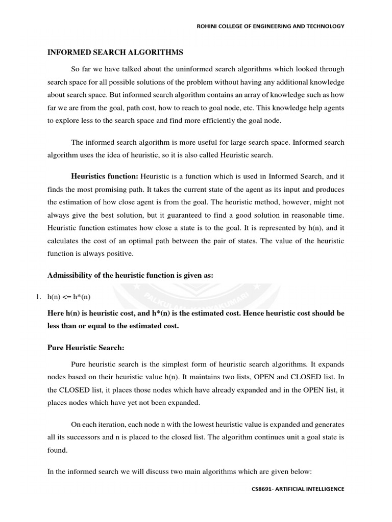 Informed_Search_AI_MID2_Unit_2 | PDF | Theoretical Computer Science ... Informed_Search_AI_MID2_Unit_2 | PDF | Theoretical Computer Science ...