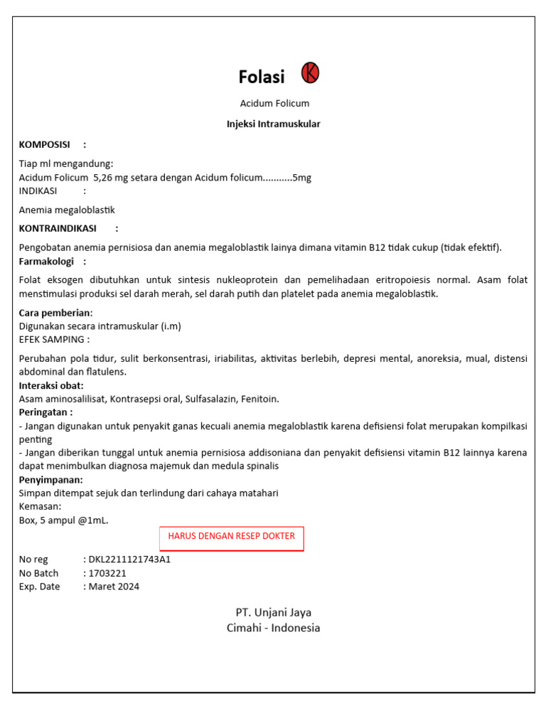 Injeksi Asam Folat untuk Anemia | PDF | Kesehatan Holistik