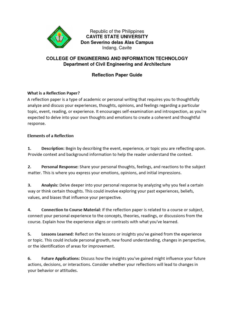 Preparing A Reflection Paper | PDF | Career & Growth