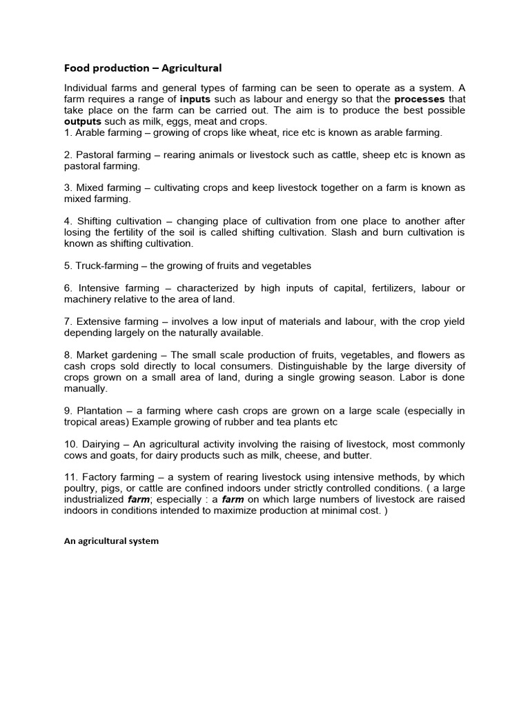 Food Production | PDF | Agriculture | Farms