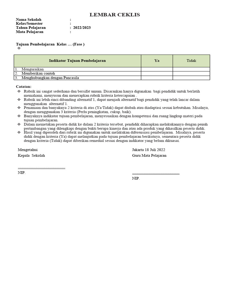 Ceklis Evaluasi Pendidik | PDF | Karier & Perkembangan