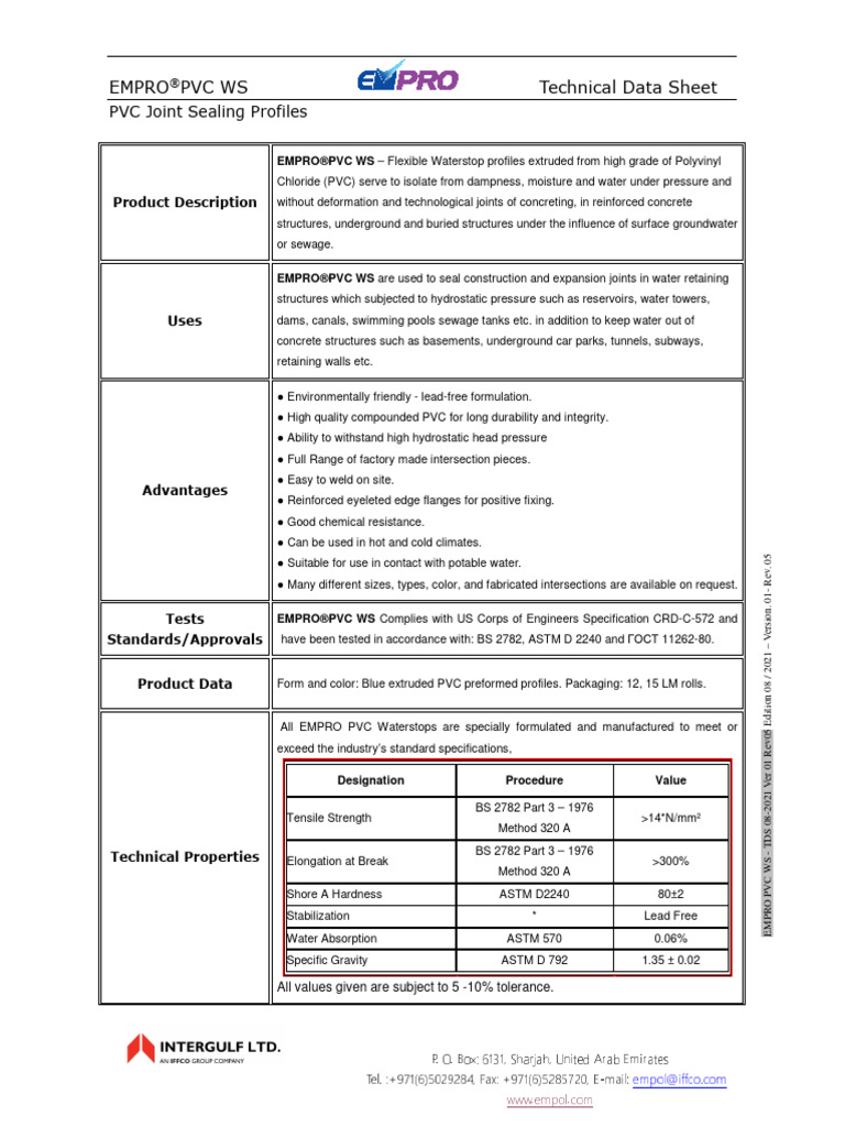 Empro® PVC WS | Download Free PDF | Polyvinyl Chloride | Concrete