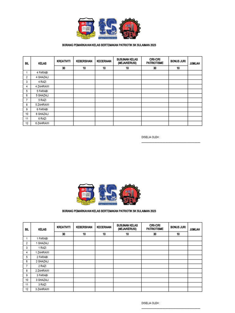 Borang Kemerdekaan Kelas Merdeka 2023 | PDF