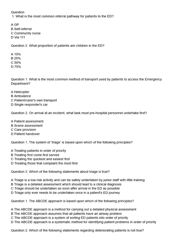 Emergency Nursing Assessment Guide | PDF | Myocardial Infarction | Stroke