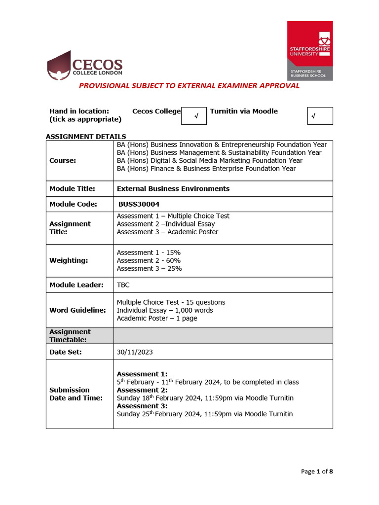 External Business Environment Assessment Brief-1 | PDF | Theory ...