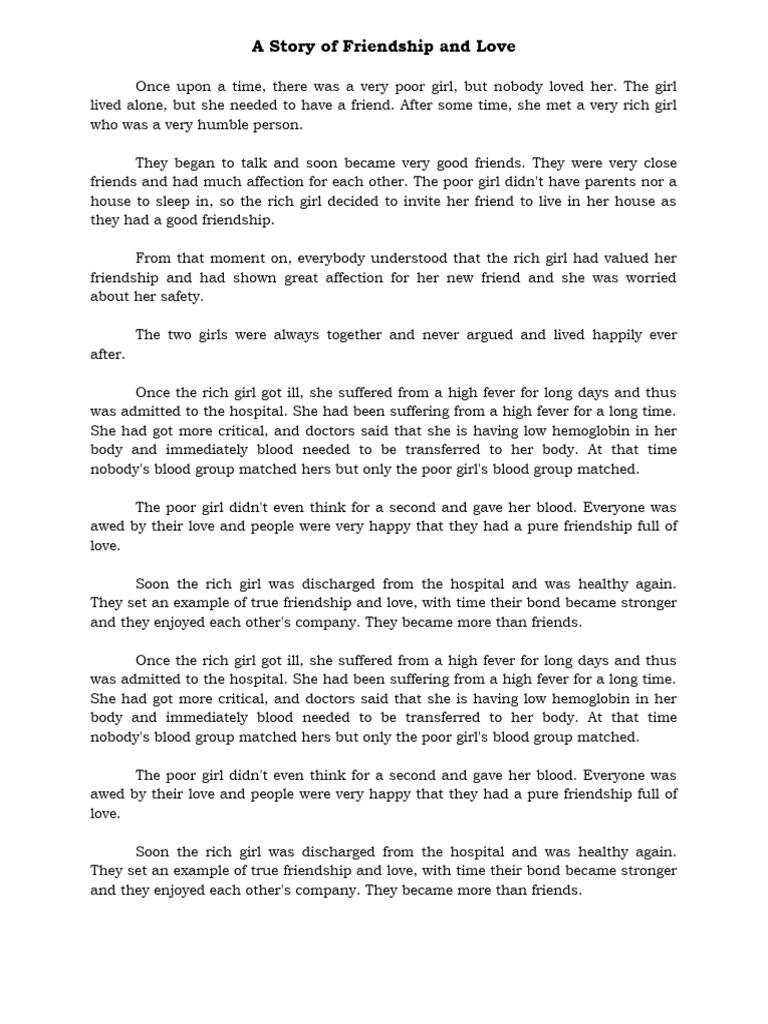 True Friendship and Sacrifice Tale | PDF | Social Science
