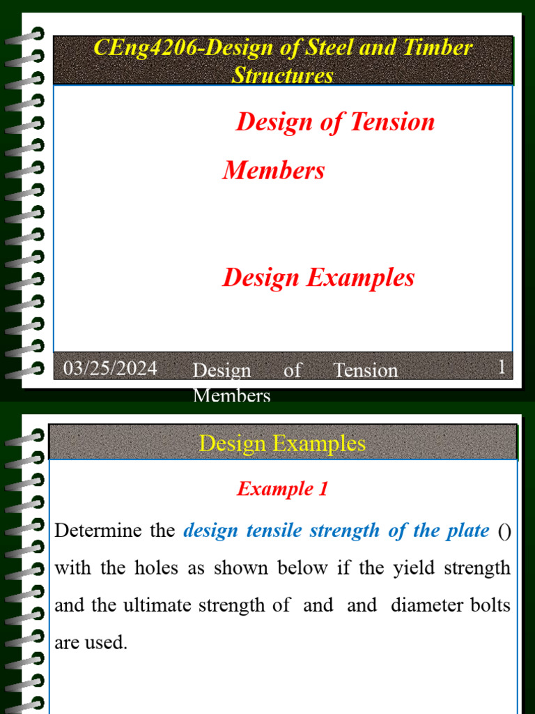 Design examples on Tension Members | PDF | Strength Of Materials | Screw
