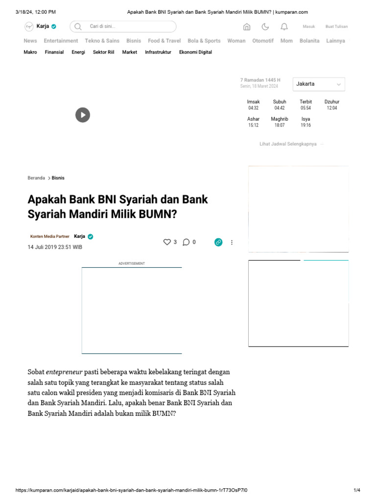 Apakah Bank BNI Syariah Dan Bank Syariah Mandiri Milik BUMN | PDF | Pengelolaan Keuangan & Uang ...