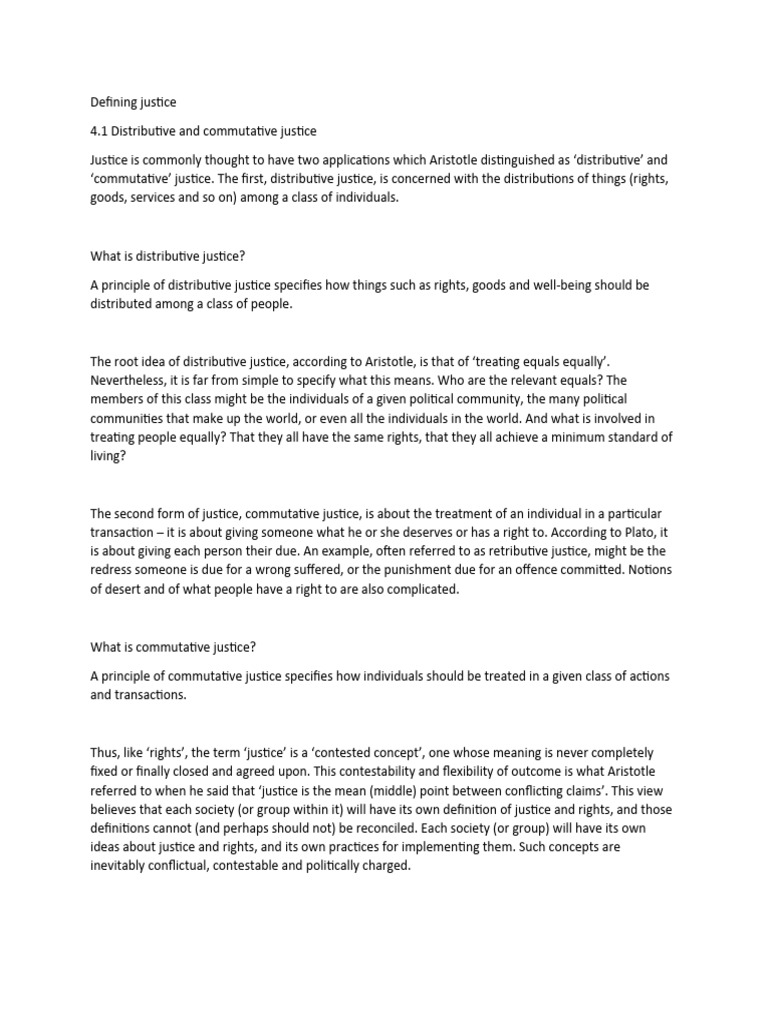 Understanding Distributive and Commutative Justice | PDF | Justice ...