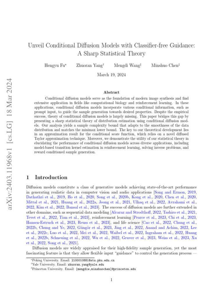 Conditional Diffusion Models Theory | PDF | Estimation Theory | Statistics