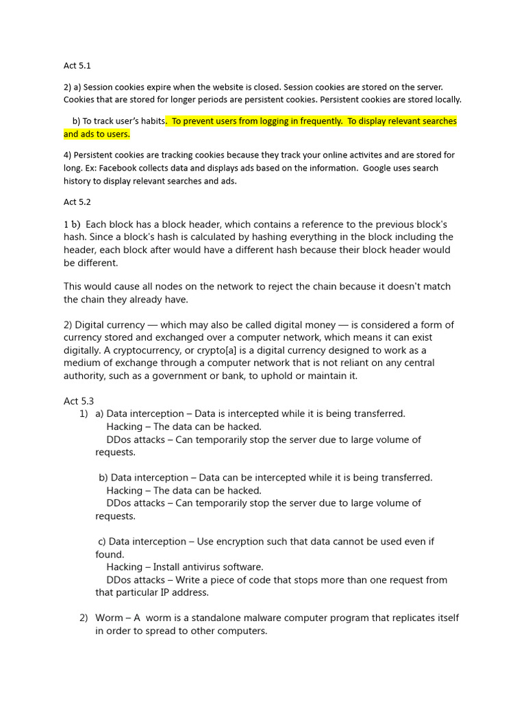 Chapter 5 IGCSE COMP SCI | PDF | Http Cookie | Malware