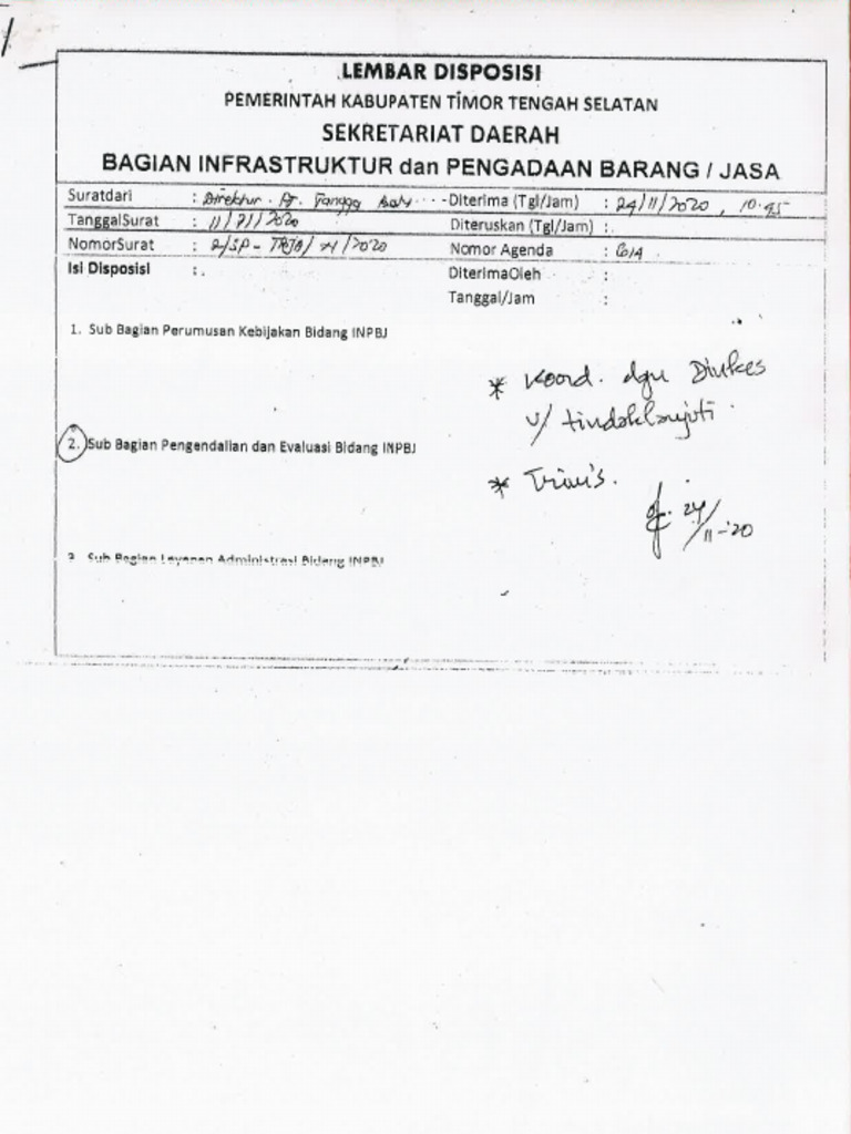 Lembar Disposisi 2 | PDF