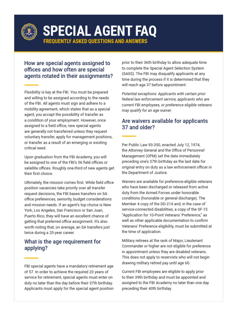 Special Agent FAQ | PDF