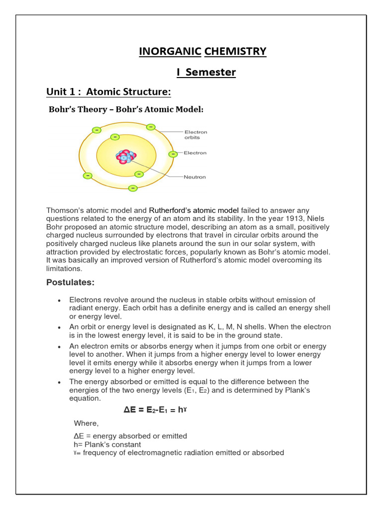 Inorganic Chemistry 1semester Pdf Atomic Orbital Energy Level