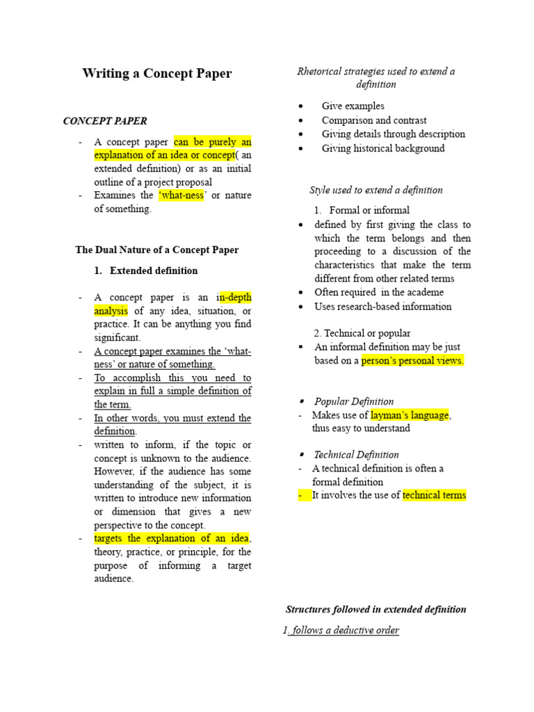 Writing A Concept Paper | Download Free PDF | Definition | Concept