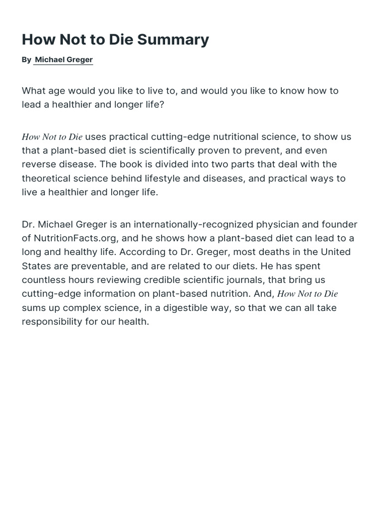 How Not To Die | PDF | Foods | Vegetables