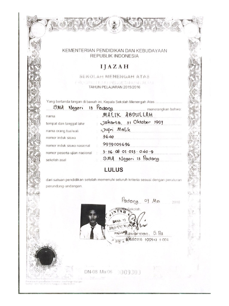 Foto Copy Ijazah | PDF