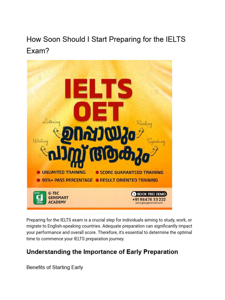 How Soon Should I Start Preparing For The IELTS Exam | PDF ...
