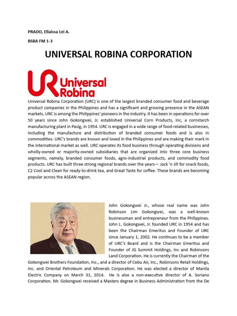 Universal Robina Corp: Overview & Growth | PDF | Economies