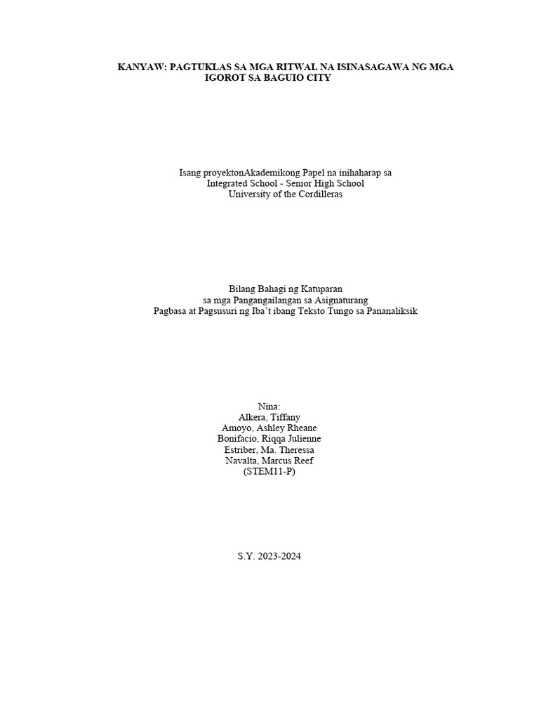 Pananaliksik Kanyaw 1 2 | PDF