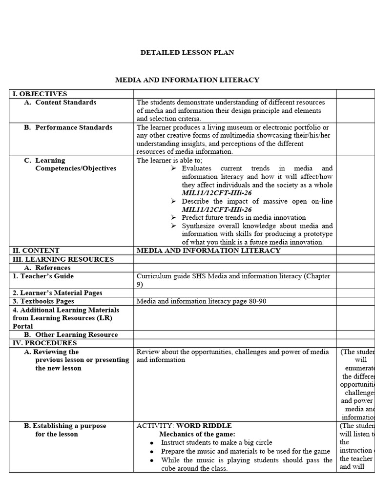 Final Demo Lesson Plan | Download Free PDF | Information Literacy ...
