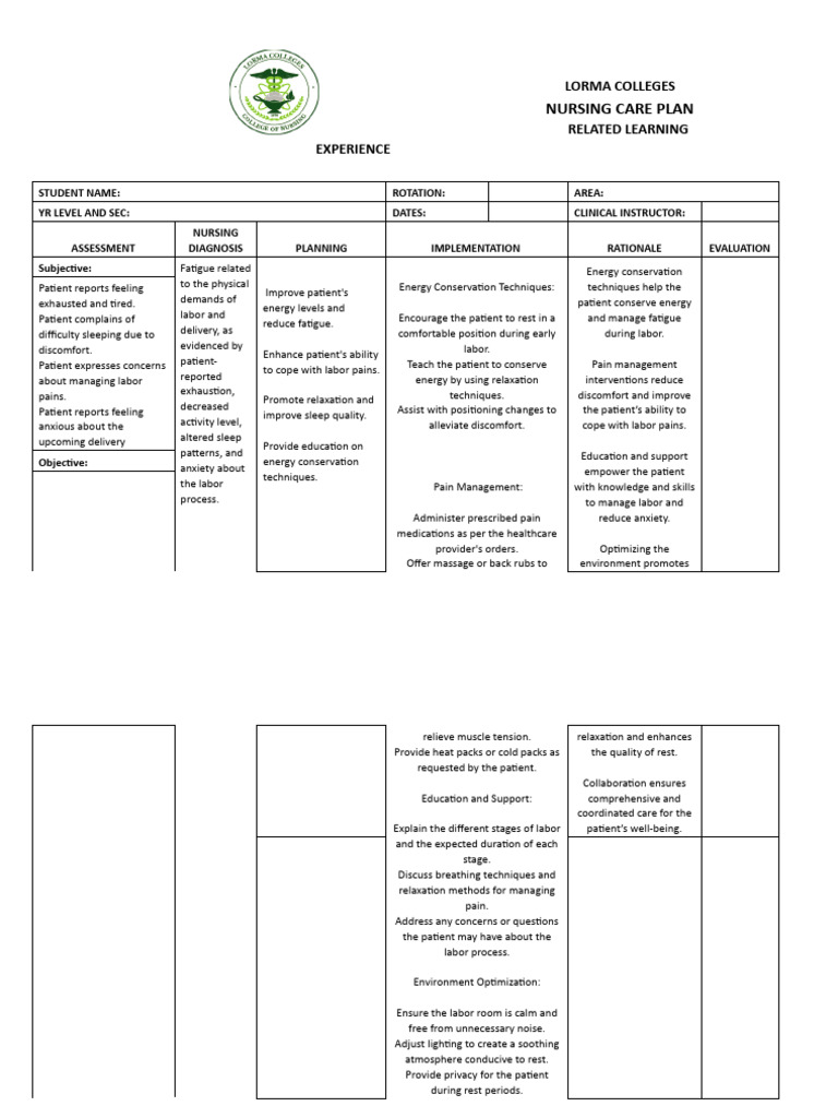 NCP FORM With FDAR | PDF | Childbirth | Patient
