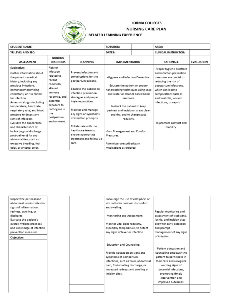 NCP FORM With FDAR 2 | PDF | Infection | Postpartum Period