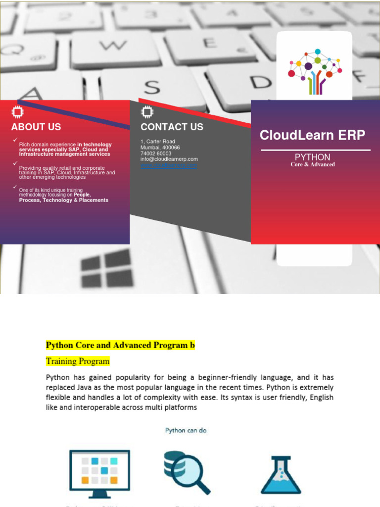 Python Core And Advanced Course Content Cloud Learn Erp Pdf Thread Computing Python