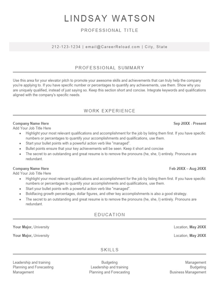 Resume Template Lindsay | PDF | Résumé