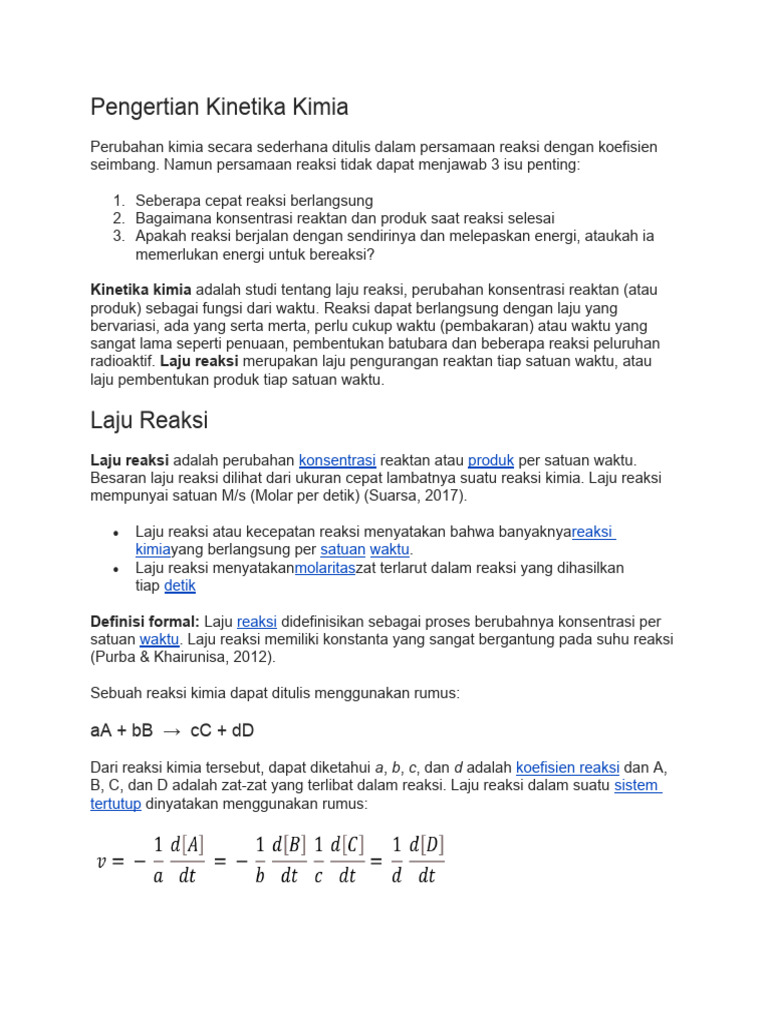 Kinetika Kimia 5 | PDF | Sains & Matematika