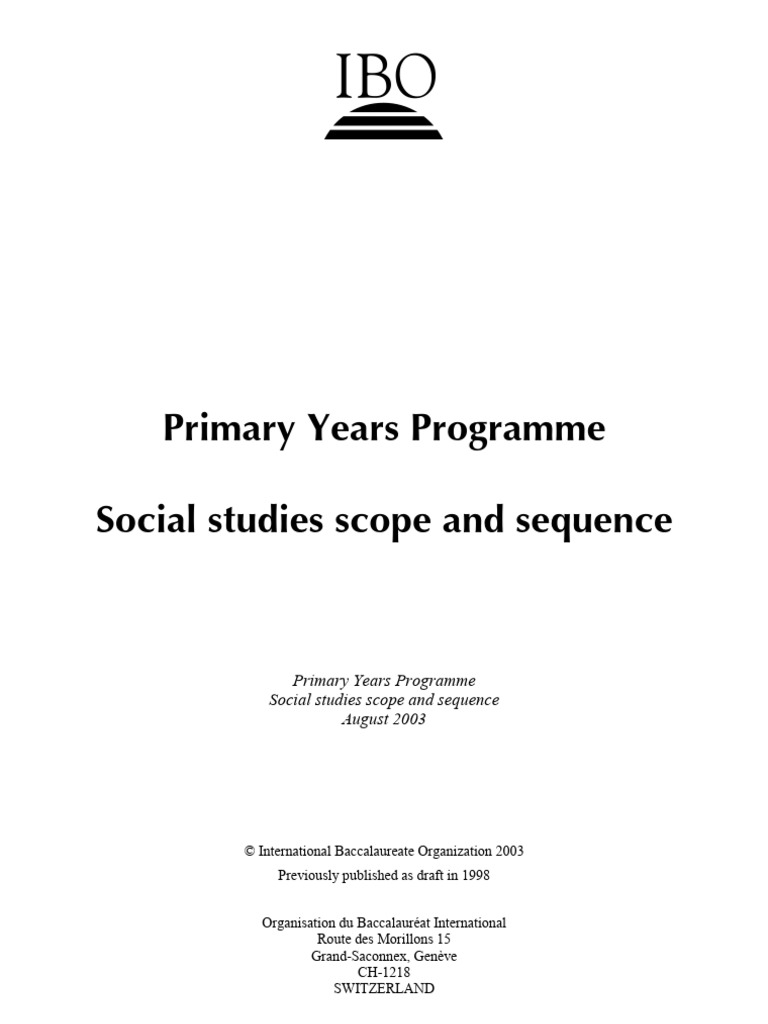 PYP Spcial Studies Scope and Sequence | PDF | Learning | Experience