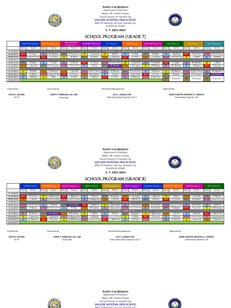 School Program Sy 2023 2024 | PDF | Vegetables | Transition Metals