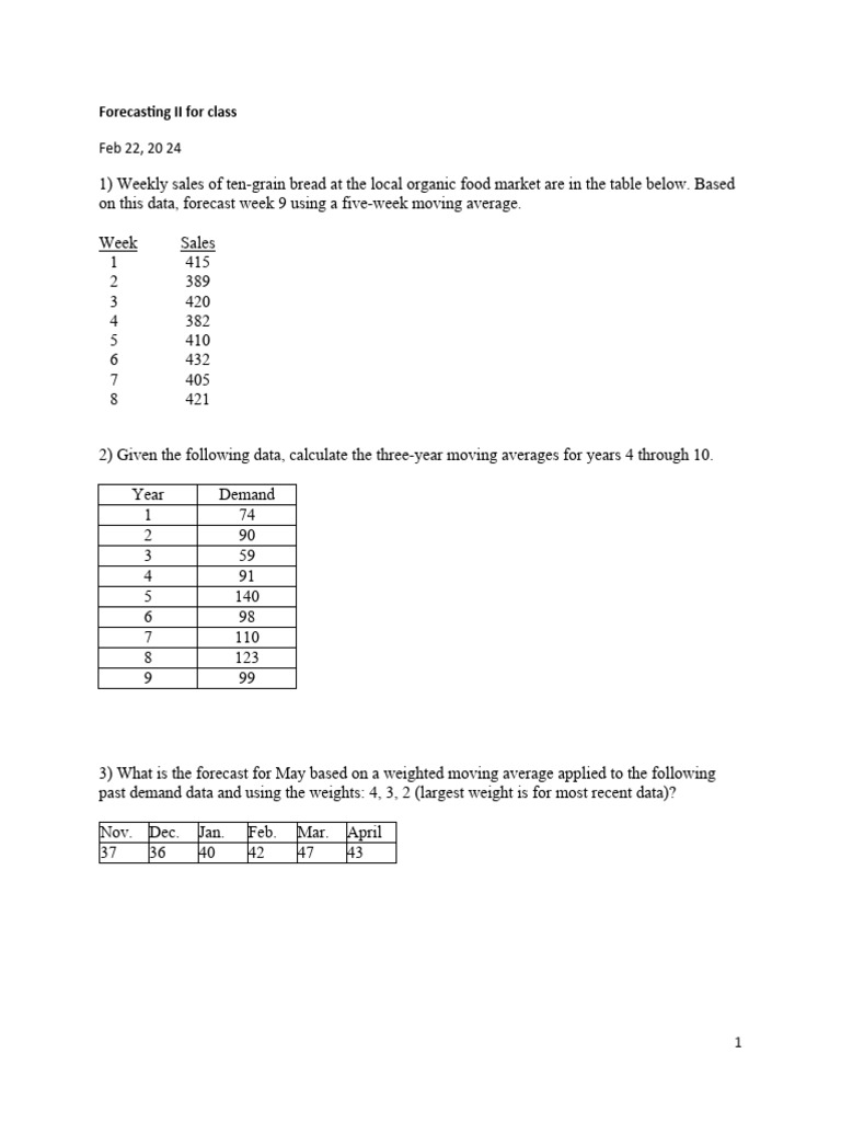 Forecasting Techniques Guide | PDF | Forecasting | Moving Average