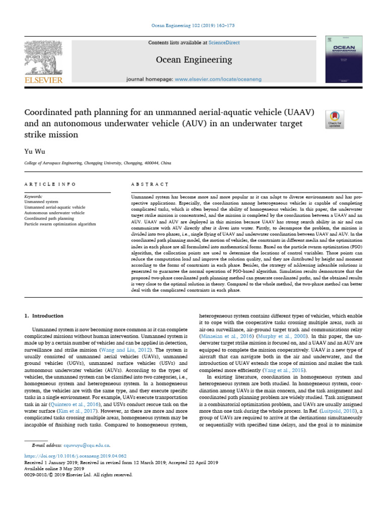 Coordinated Path Planning for UAAV and AUV | PDF | Unmanned Aerial ...