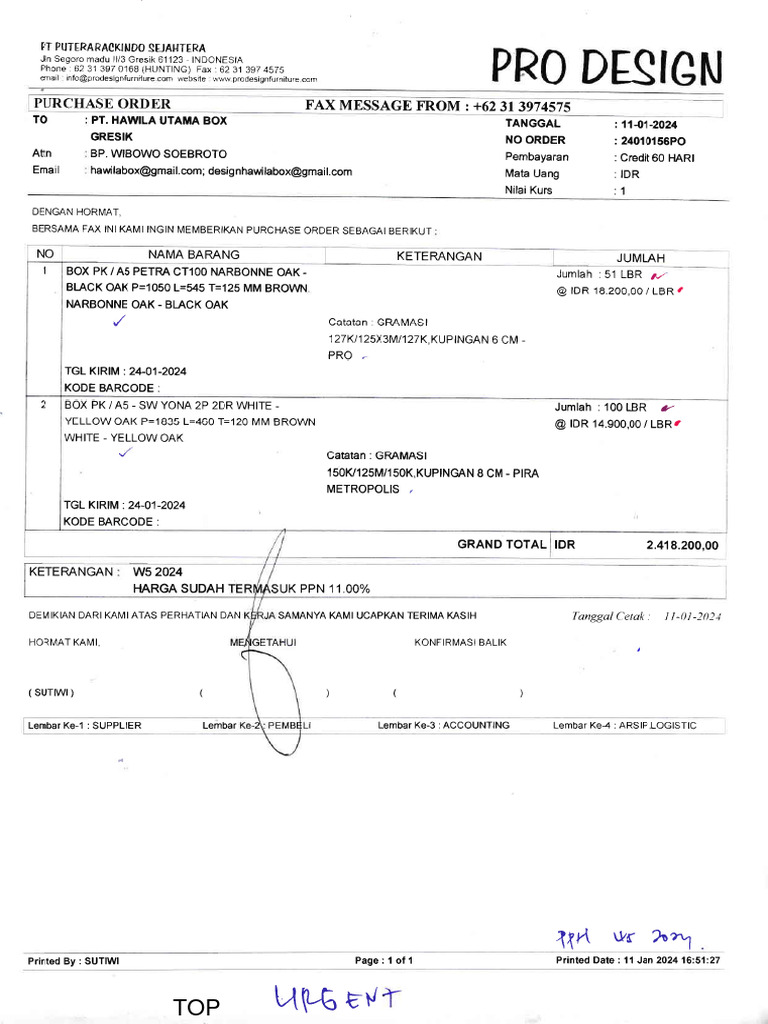 Po 24010156 W5 2024 Hub | PDF