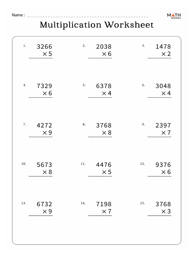 Free Printable Multiplication Worksheets Grade 4 | PDF