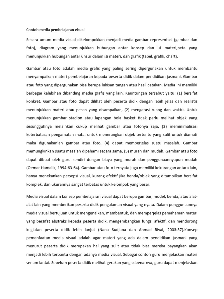 Contoh Media Visual untuk Pembelajaran | PDF